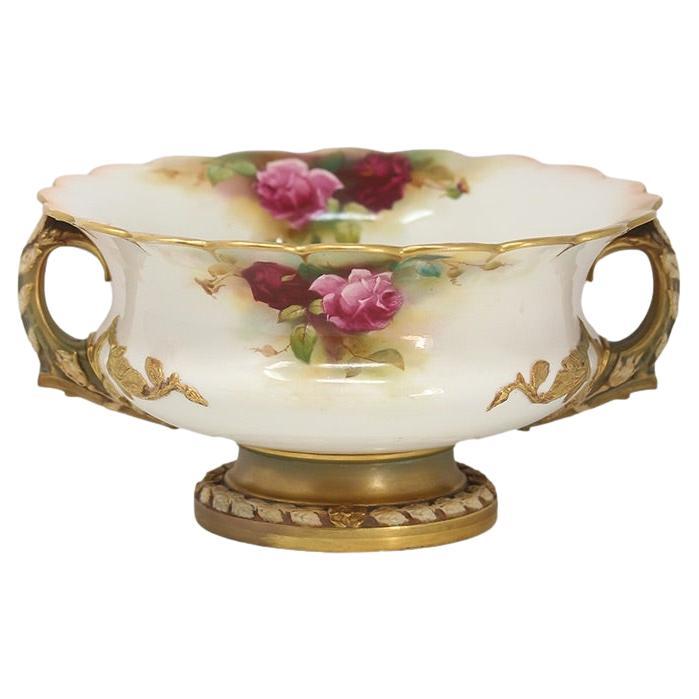 Royal Worcester Porcelain Can and Saucer, Fruit Painted, Dated 1925 at ...