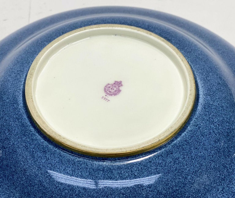Royal Worcester England Powered Blue Porcelain Gilt Dragon Bowl, 1918 ...