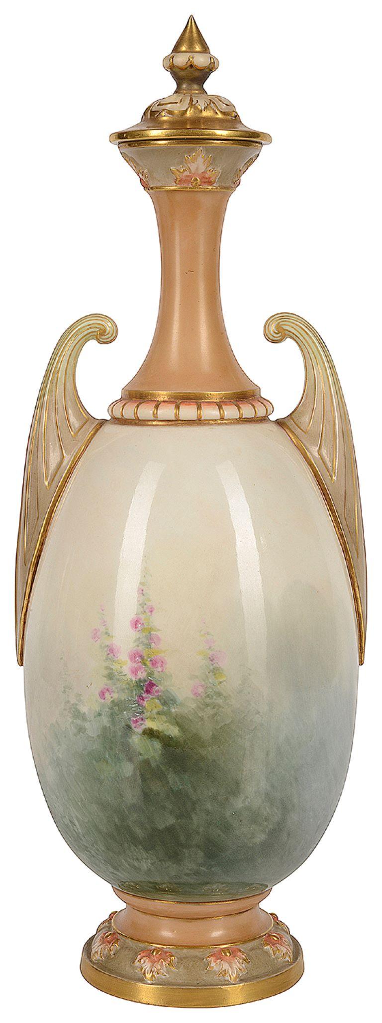 Royal Worcester Lidded Vase, Depicting a Thatched Cottage, Signed Harry ...