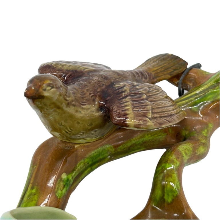 Royal Worcester Majolica Wall Pocket with Tailor Bird and Nest, ca ...