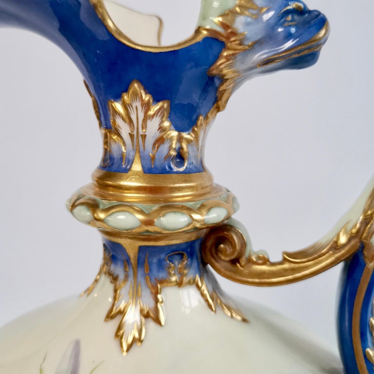 Royal Worcester Porcelain Ewer, Hand Painted Flowers by F. Roberts ...