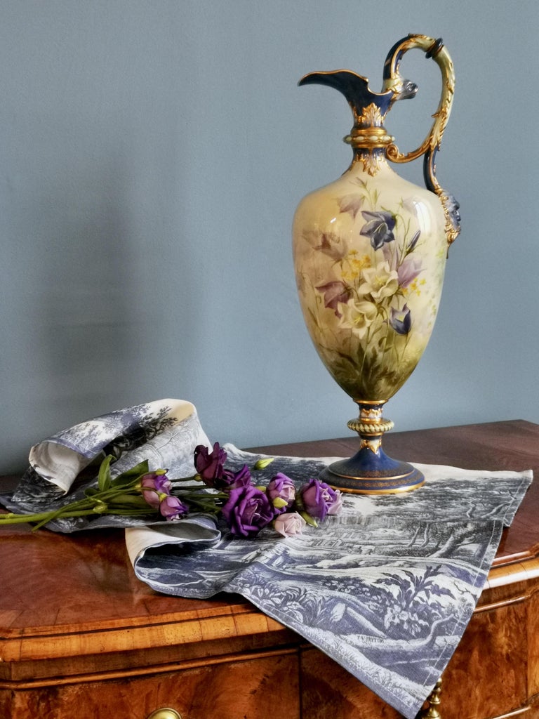 Royal Worcester Porcelain Ewer, Hand Painted Flowers by F. Roberts ...