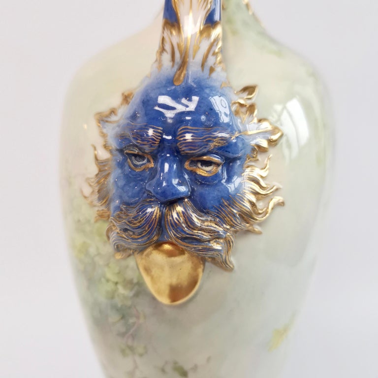 Royal Worcester Porcelain Ewer, Hand Painted Flowers by F. Roberts ...