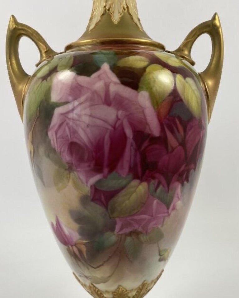 Royal Worcester Porcelain Vase and Cover, Roses, Jack Southall, D. 1912 ...