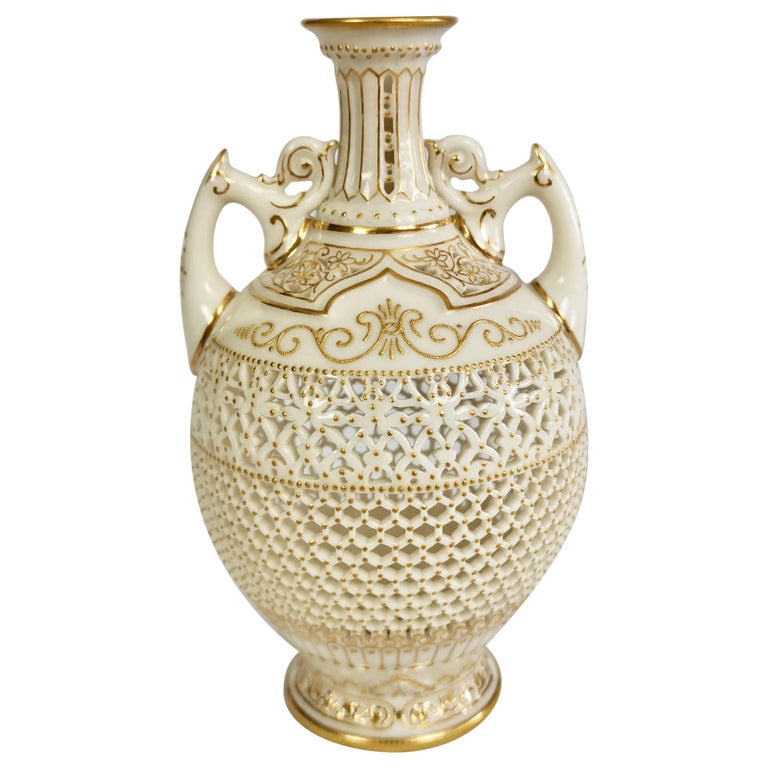Royal Worcester Small Persian Porcelain Vase, Reticulated George Owen ...