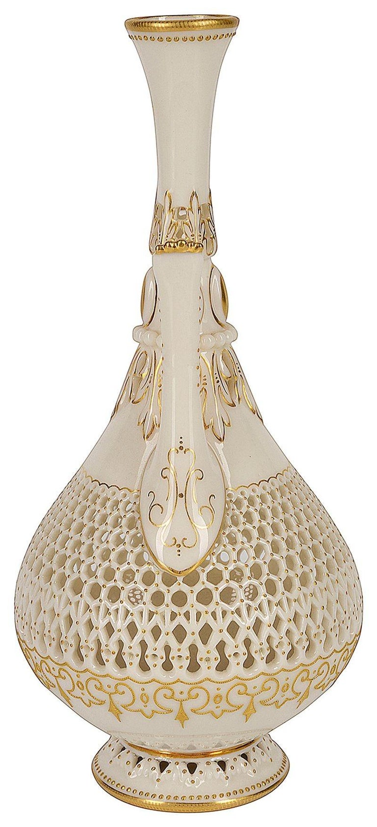 Royal Worchester Reticulated Two Handle Vase by George Owen For Sale at ...