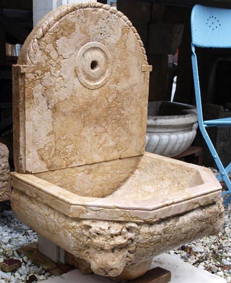 Royal Yellow Marble Fountain, Two Lions, Early 20th Century For Sale at ...