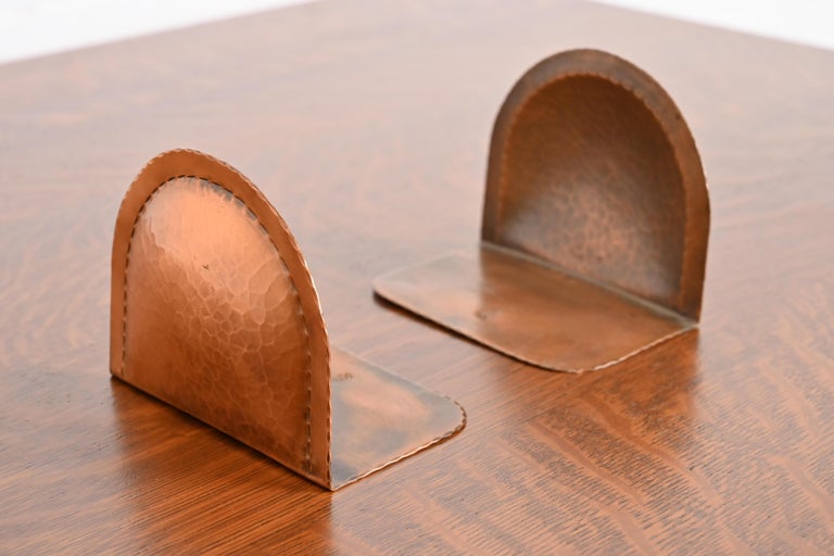 Roycroft Arts and Crafts Hammered Copper Bookends, Pair For Sale at 1stDibs