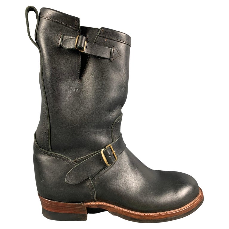 RRL by RALPH LAUREN Size 11 Black Leather Biker Boots For Sale at 1stDibs
