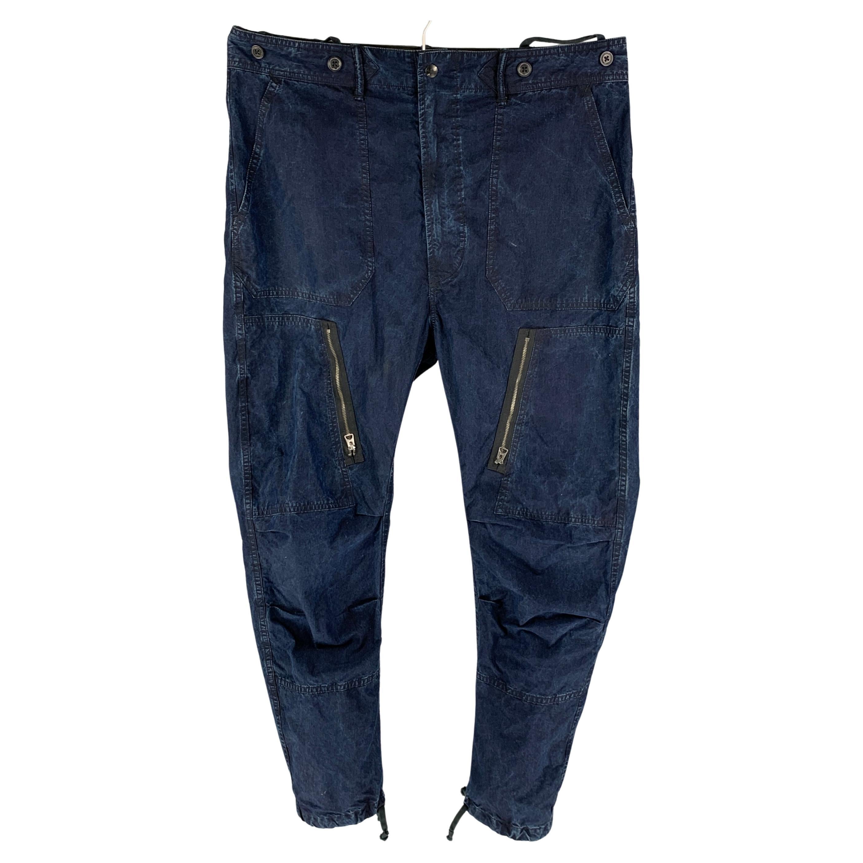 RRL by RALPH LAUREN Size S Blue Distressed Dirty Washed Denim Work ...