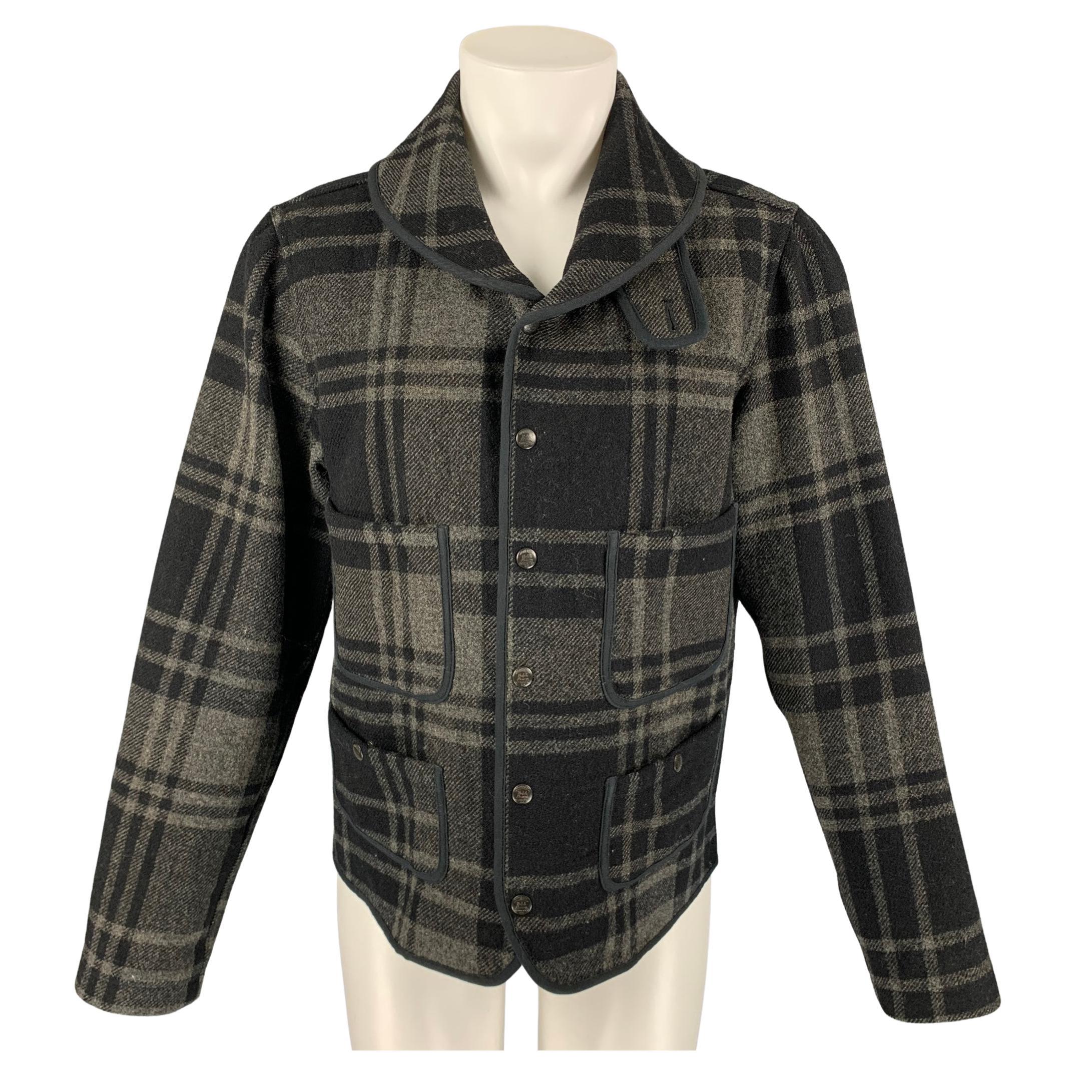 RRL by RALPH LAUREN Size M Beige Cotton Blend Brown Leather Patch ...