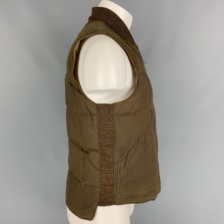 RRL by RALPH LAUREN Size S Brown Quilted Cotton Zip Up Vest at 1stDibs