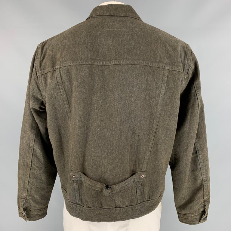 RRL by RALPH LAUREN Size XL Charcoal Herringbone Cotton Jacket at 1stDibs