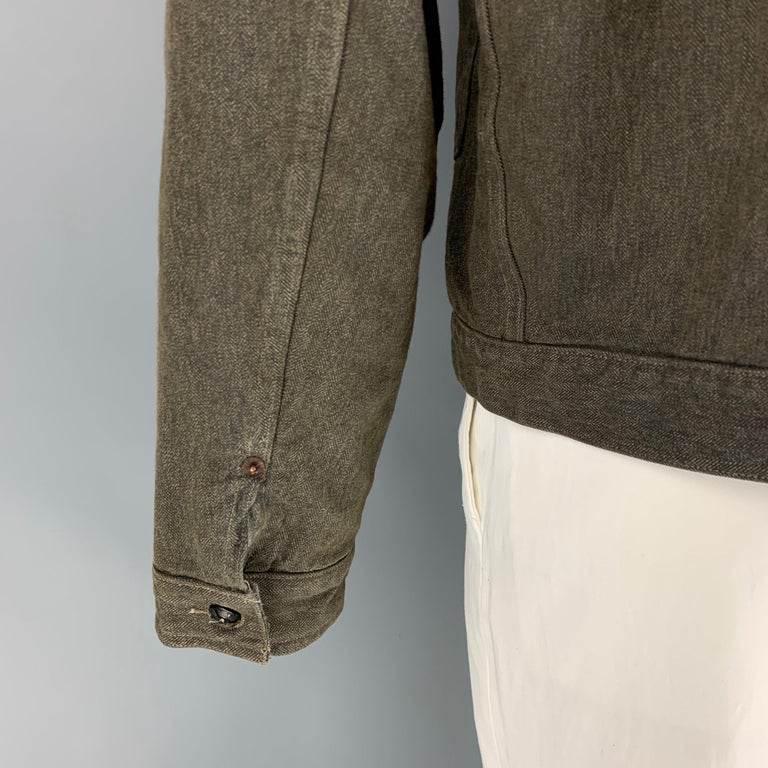 RRL by RALPH LAUREN Size XL Charcoal Herringbone Cotton Jacket at 1stDibs