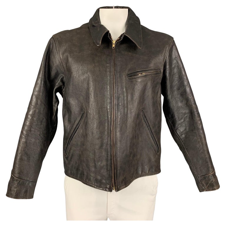 RRL by RALPH LAUREN Size XL Dark Brown Distressed Leather Bomber Jacket ...