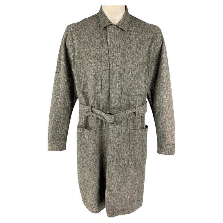 RRL by RALPH LAUREN Size XL Grey Herringbone Cotton Belted Coat For ...
