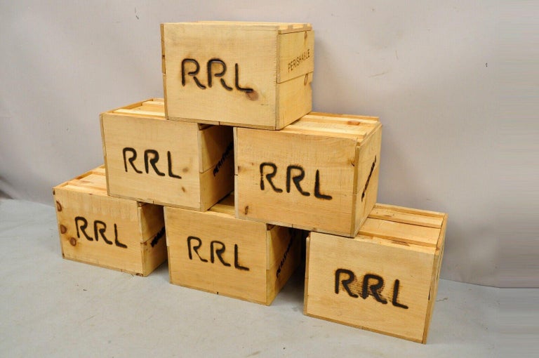 RRL Wooden Sliding Lid Crate Ralph Lauren? Perishable Burn Mark Storage ...