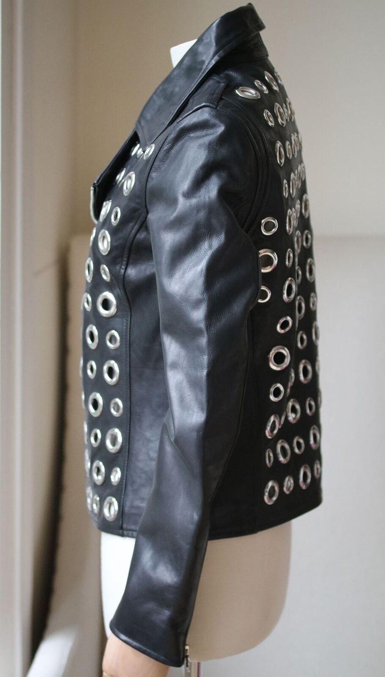 RtA Cleo Eyelet-Embellished Leather Biker Jacket For Sale at 1stDibs