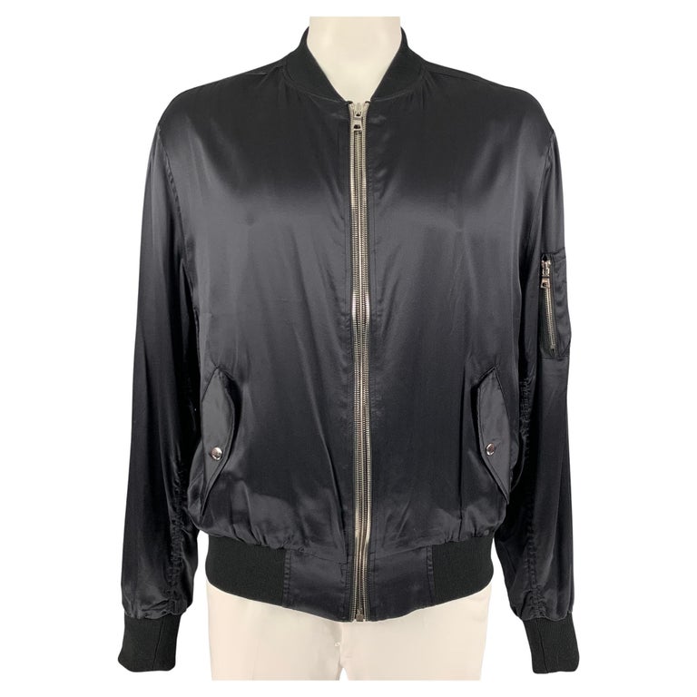 RtA Size XL Black Silk Bomber Jacket For Sale at 1stDibs