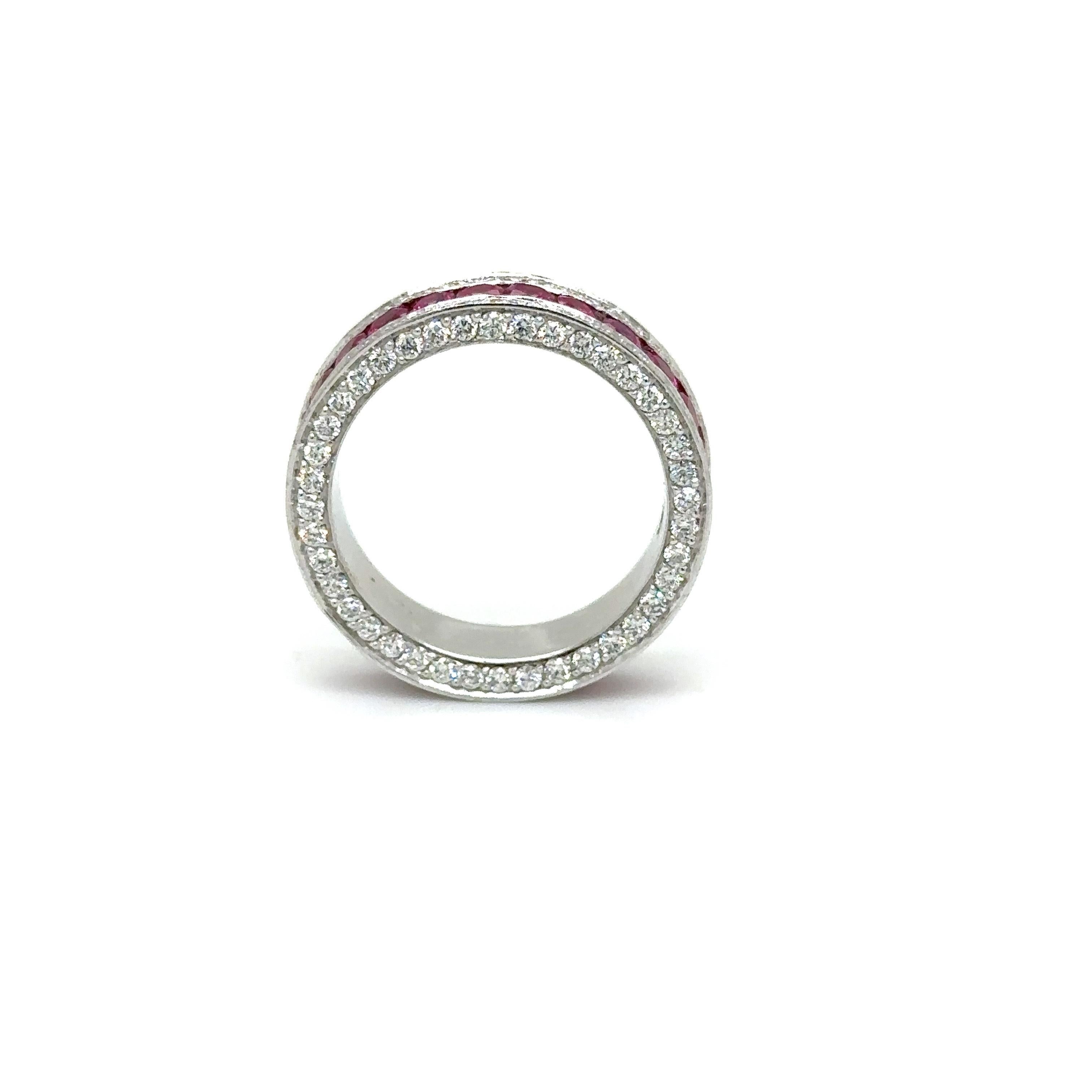 RTR004-RUBY - 18K WHITE GOLD WEDDING BAND With RUBY and DIAMONDS For ...