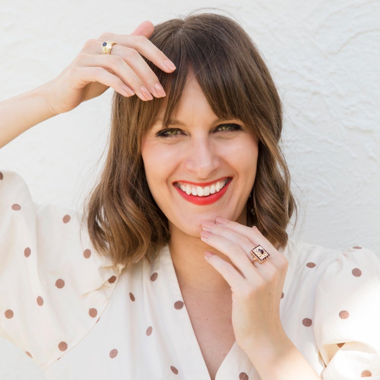 Rub Over Deep Blue Sapphire and Diamond Vintage Dome Ring in 18 Carat ...