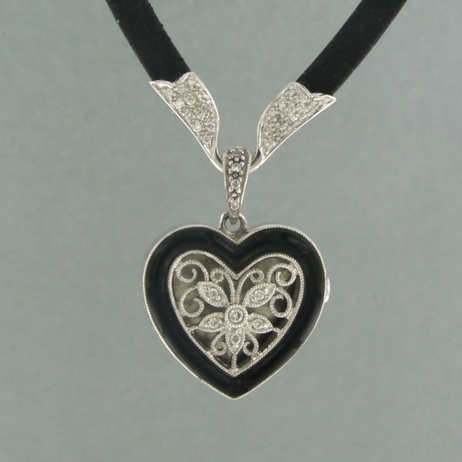 Rubber chain with pendant set with diamonds 18k white gold For Sale at ...