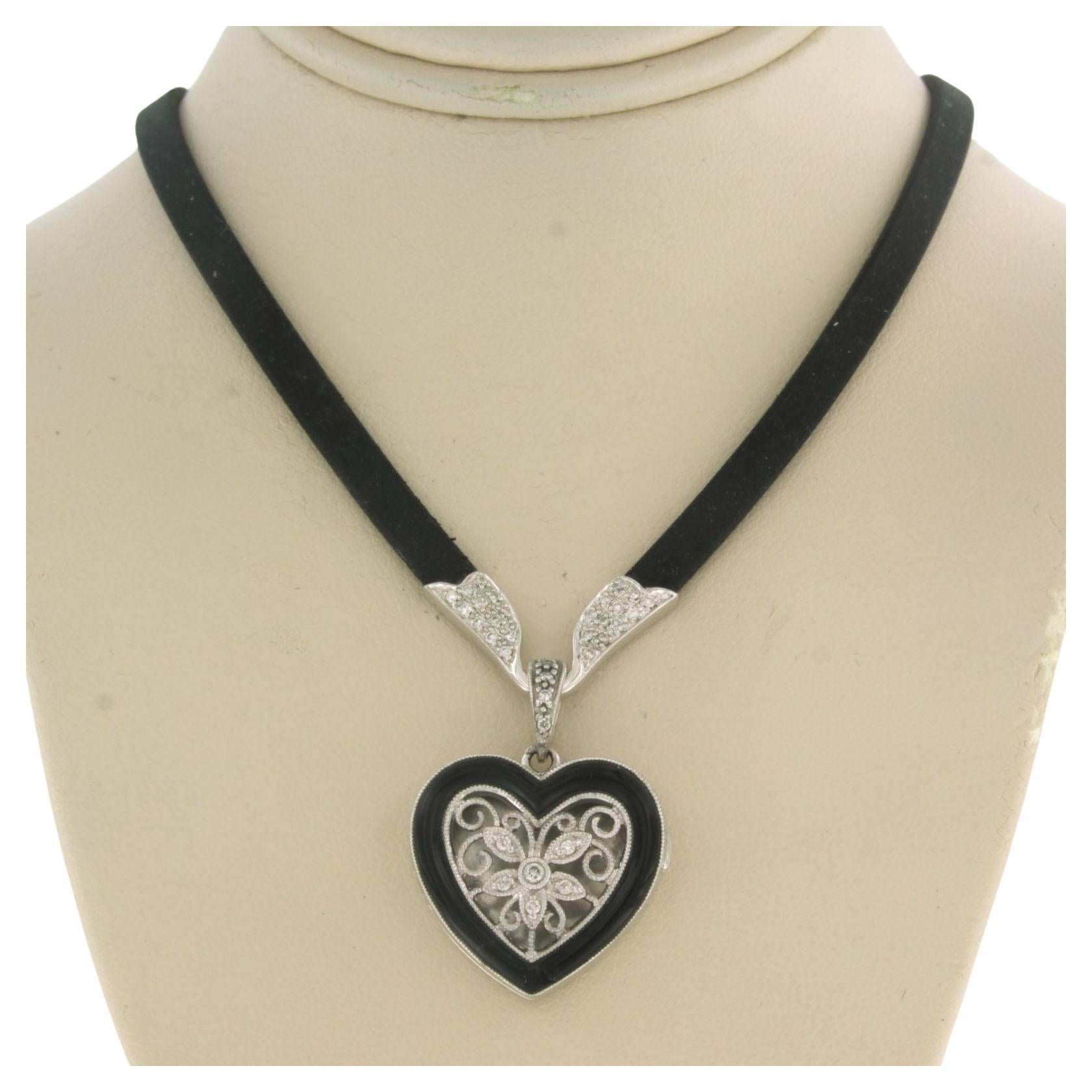 Rubber chain with pendant set with diamonds 18k white gold For Sale at ...