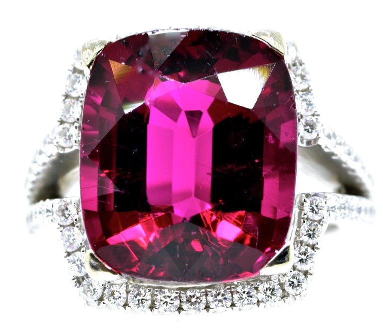 13 ct. Very Fine Rubelite and Diamond Ring For Sale at 1stDibs
