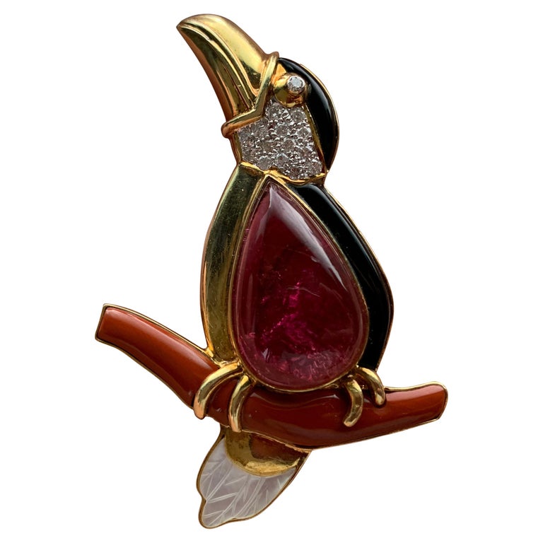 Rubelite Penguin Brooch For Sale at 1stDibs
