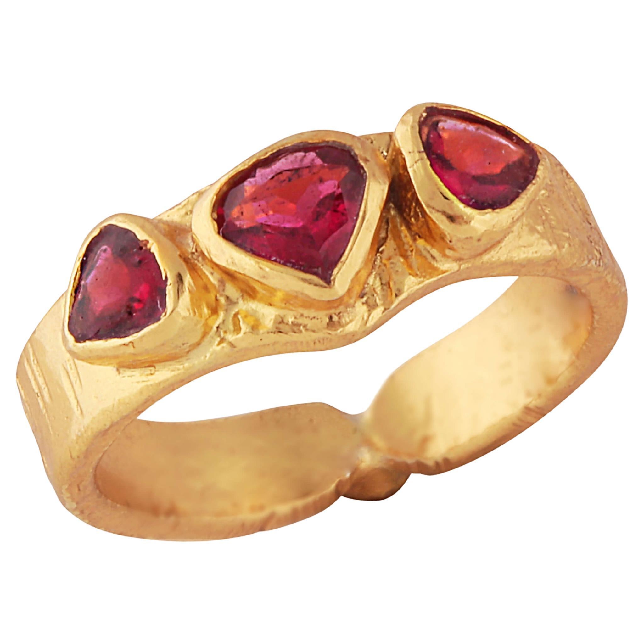 Rubellite Quartz Rock Crystal Inset Ring For Sale at 1stDibs