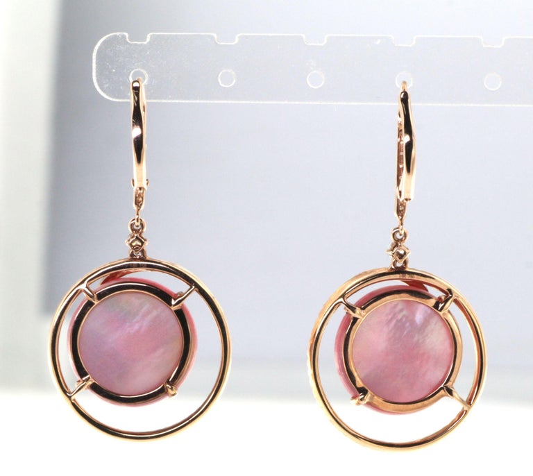 Rubellite Rock Crystal Doublet Diamond Dangle Earrings in 18 Karat Rose ...
