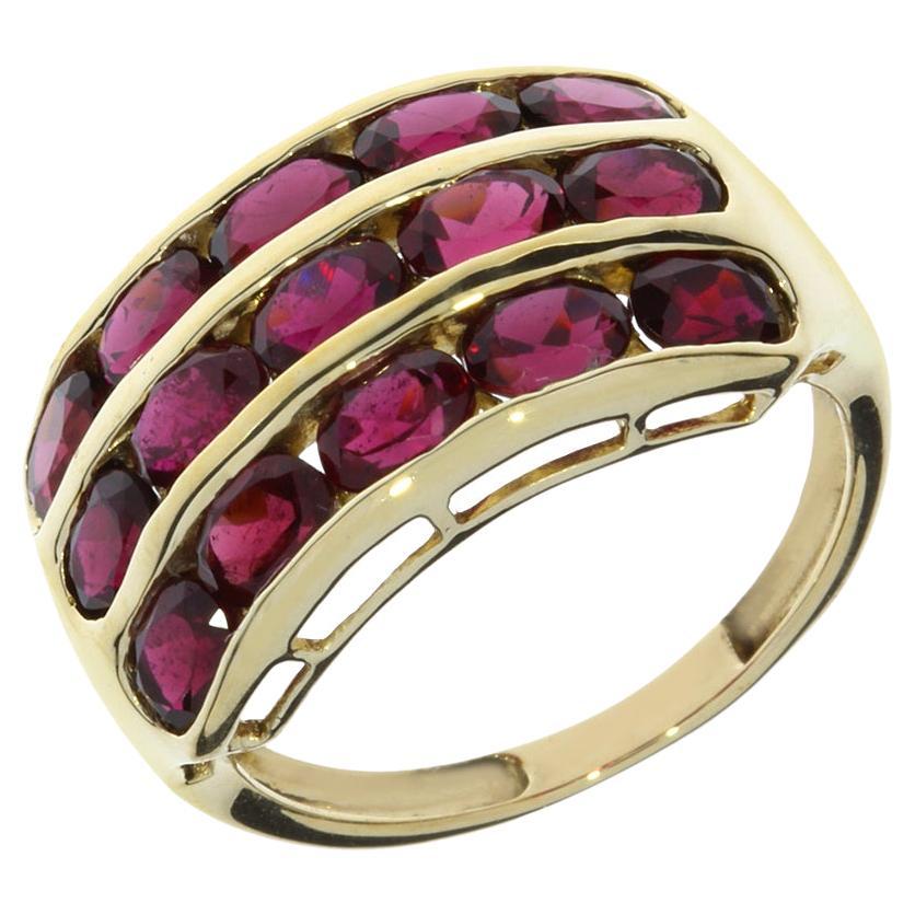 14k Yellow Gold Bamboo Style Pattern Triple Row Band Ring For Sale at ...