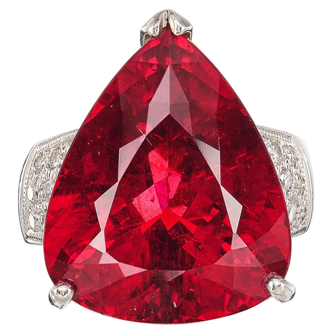 Rubellite Tourmaline 15.25 Carat Ring With Diamonds For Sale at 1stDibs