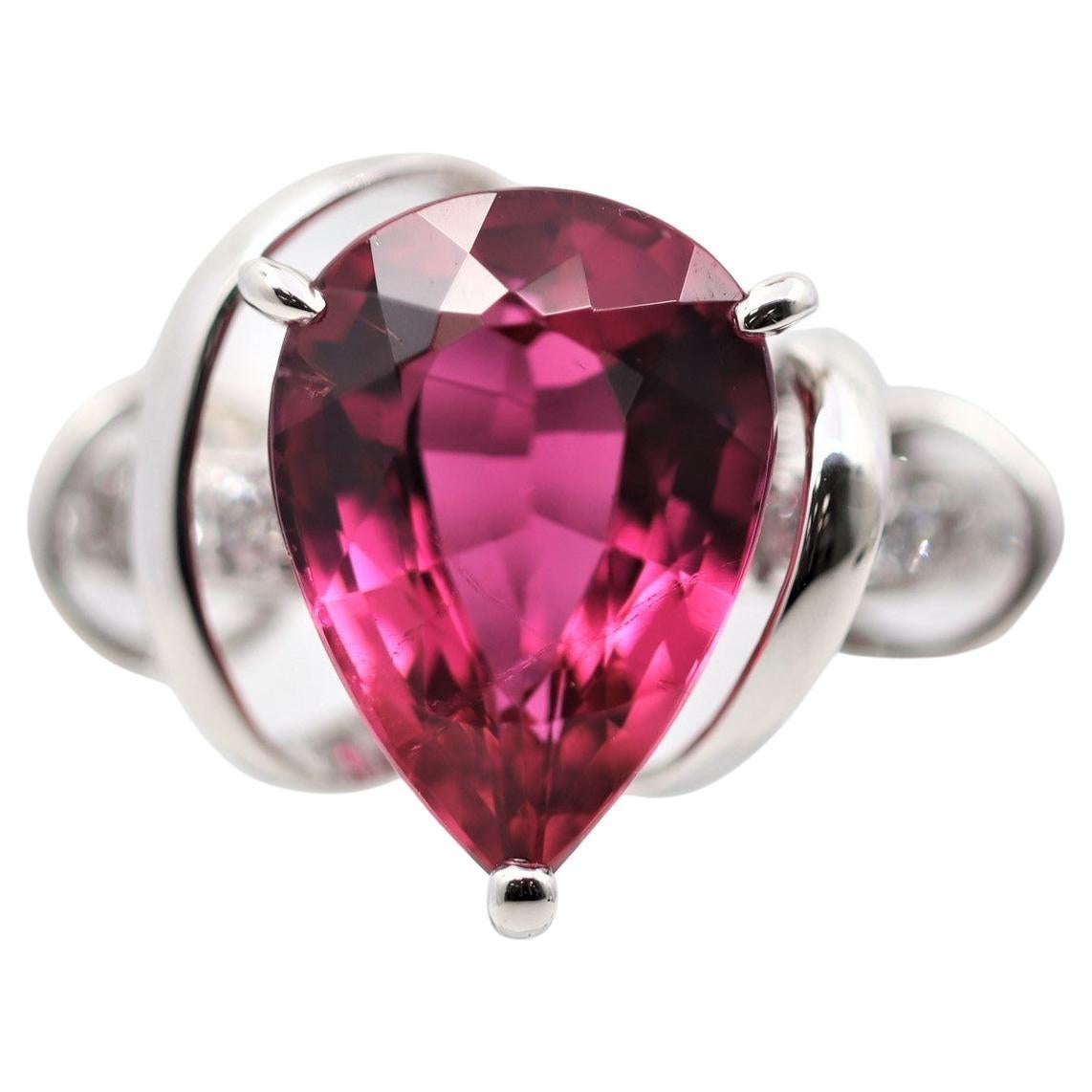 Rubellite Tourmaline Diamond Gold Ring For Sale at 1stDibs | rubellite ...