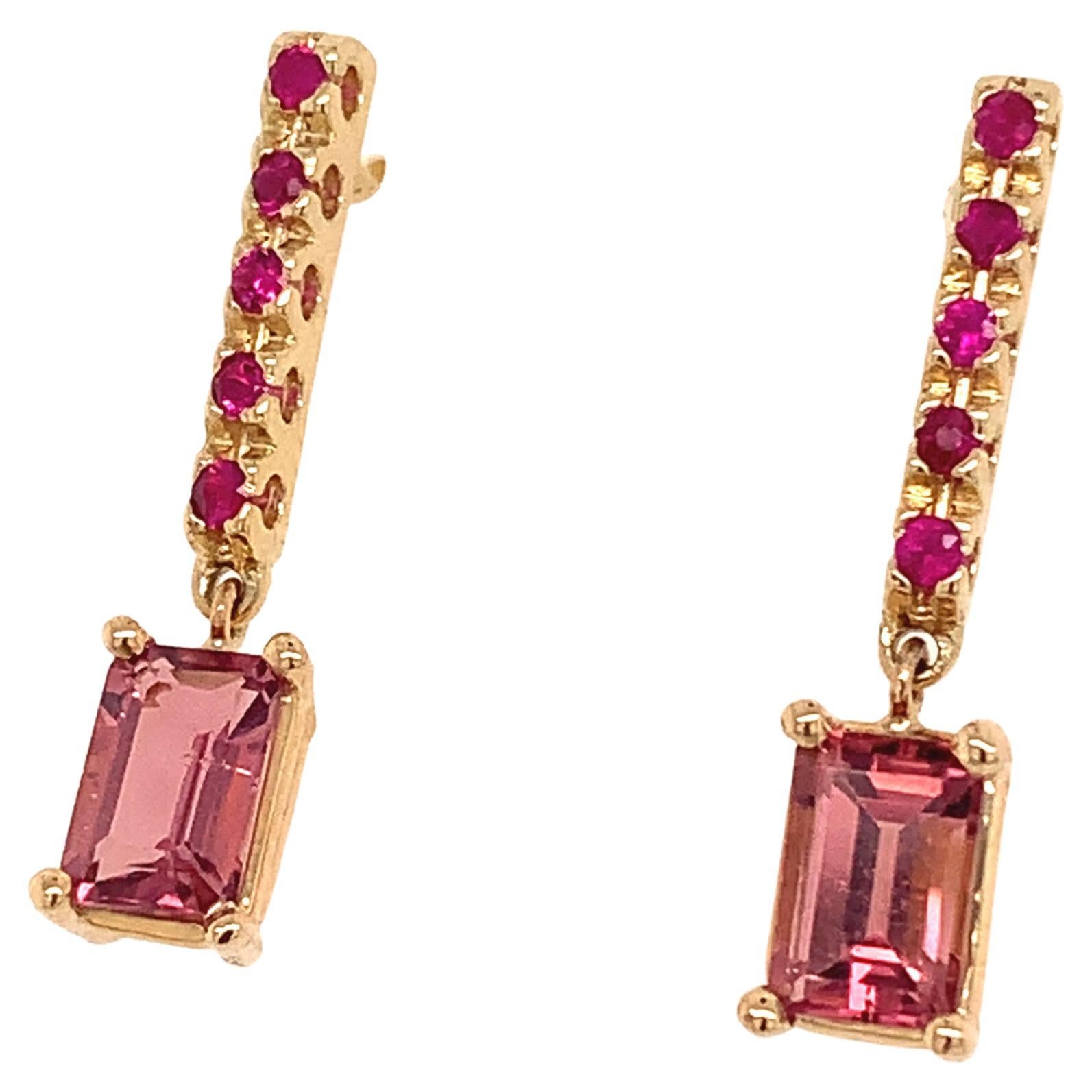 Rubellite Tourmaline Ruby Earrings 14k Gold 1.25 TCW Certified For Sale ...