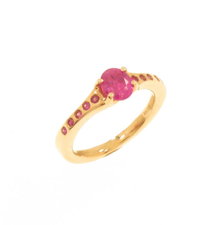 Rubies 9K Rose Gold Ring Handcrafted For Sale at 1stDibs