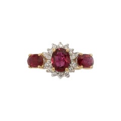 Ring with Ruby, Sapphire and Emerald Cabochon, 750 Yellow Gold For Sale ...