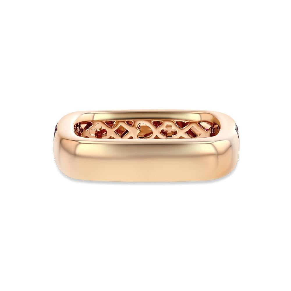 Rubies and Rose Gold Square Ring For Sale at 1stDibs