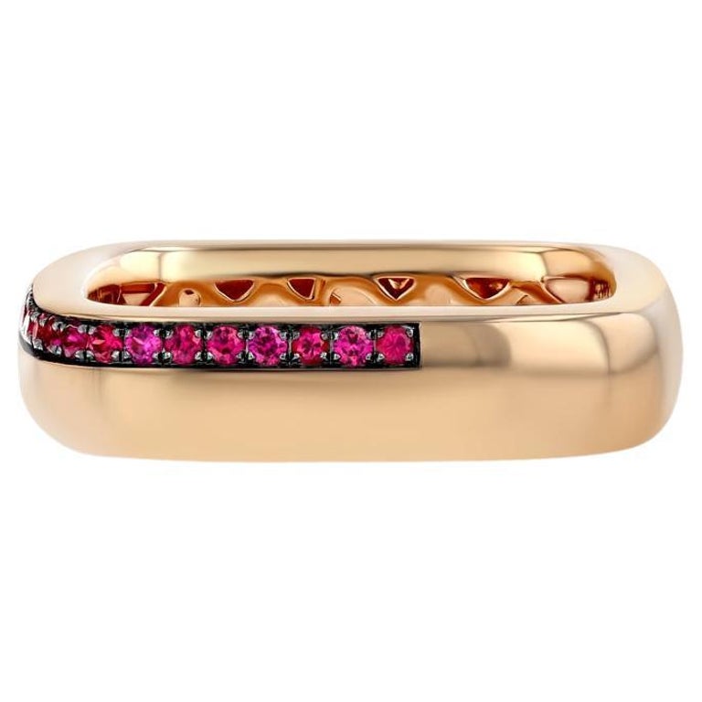 Rubies and Rose Gold Square Ring For Sale at 1stDibs