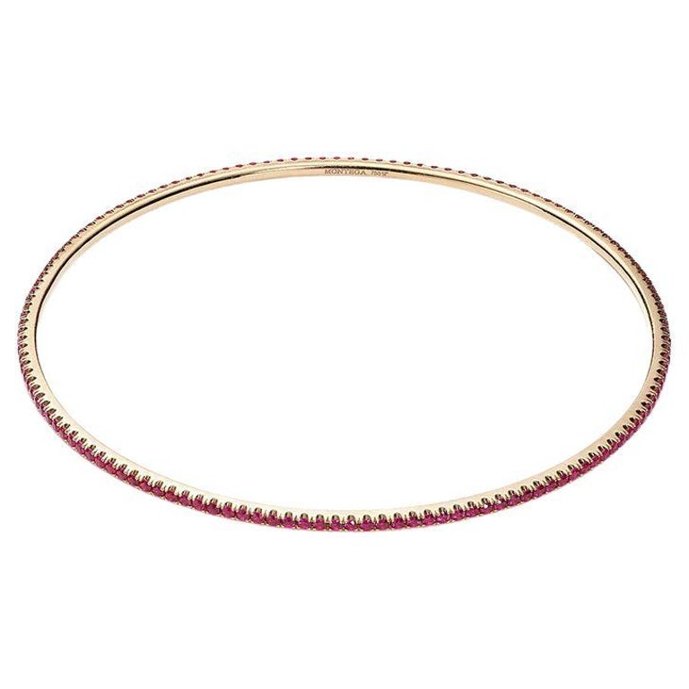 Rubies Pink Gold Bangle For Sale at 1stDibs