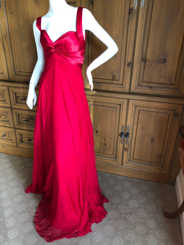 Rubin Singer Rich Red Silk Evening Gown For Sale at 1stDibs