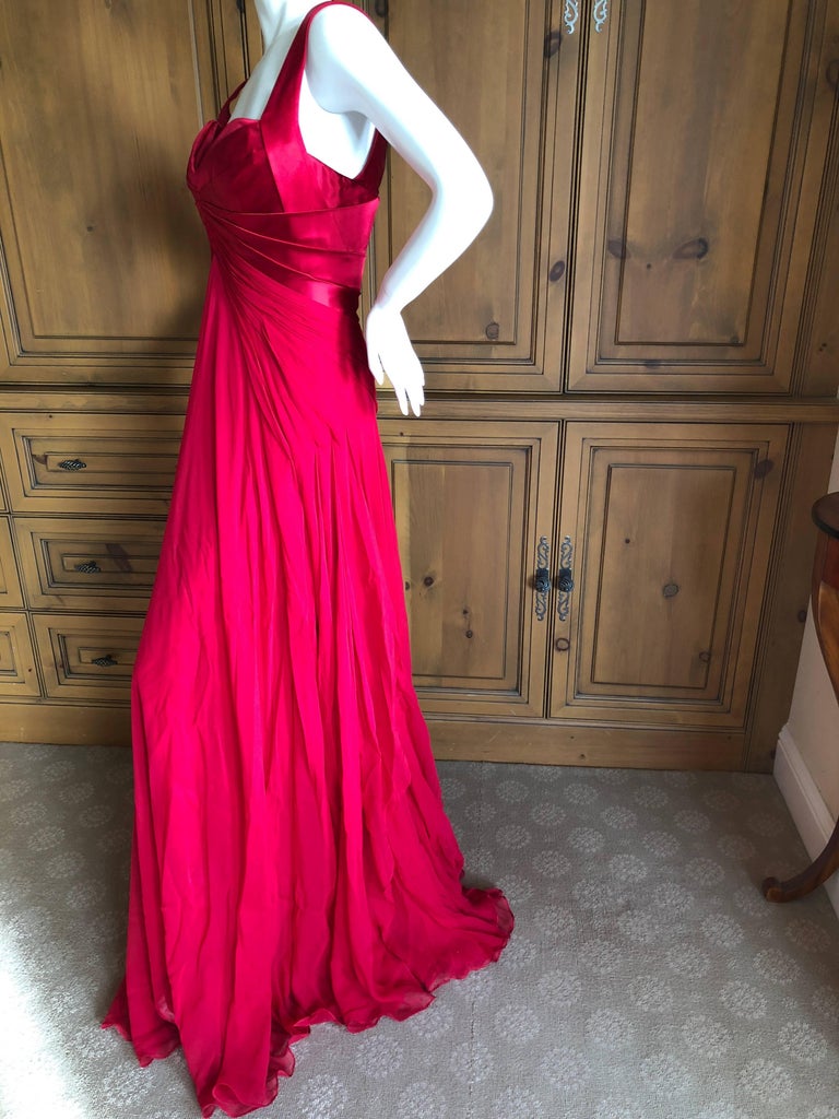Rubin Singer Rich Red Silk Evening Gown For Sale at 1stDibs