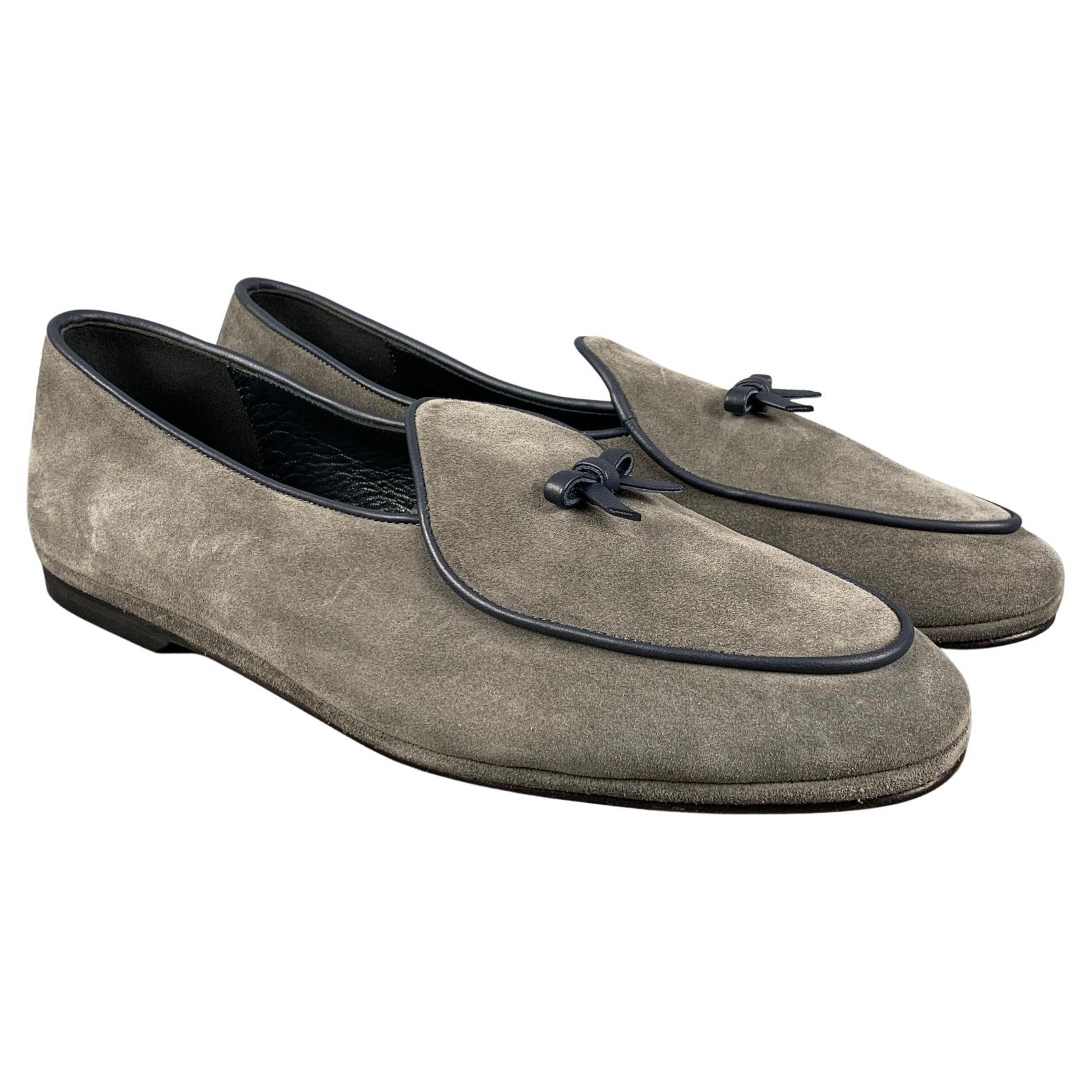 RUBINACCI Size 11 Grey Navy Solid Leather Slip On Loafers For Sale at ...