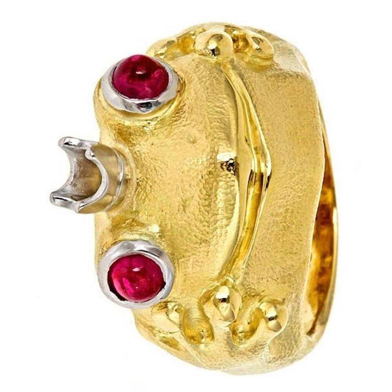 Ruby 18k Yellow Gold Platinum FROG PRINCE Ring by John Landrum Bryant ...