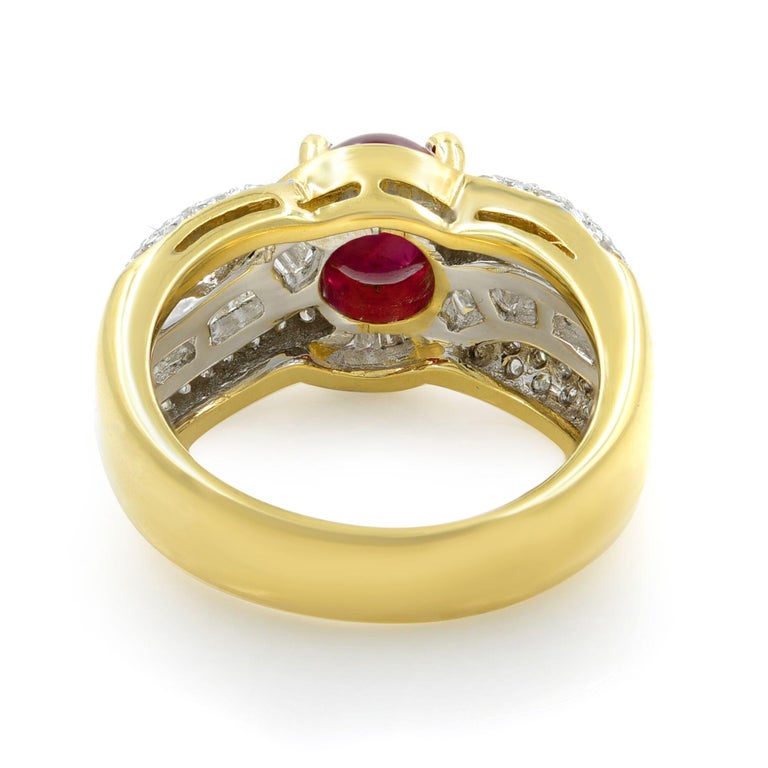 Ruby 2.48cts and Diamond 0.98cttw Cocktail Ring 18k Yellow Gold For ...