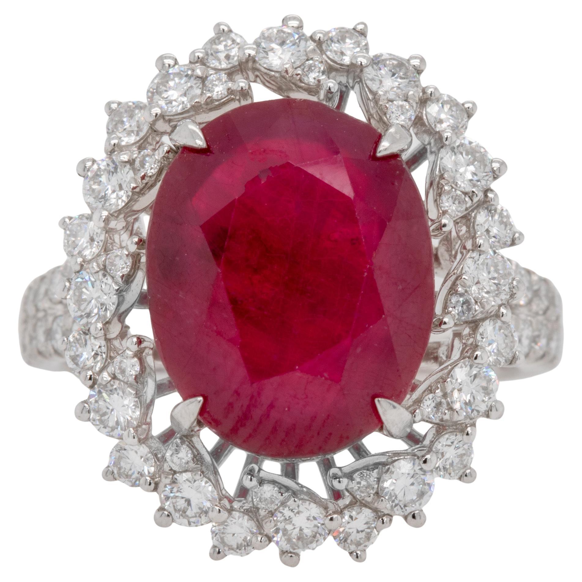 6.50 Carat Ruby and Diamond Ring For Sale at 1stDibs