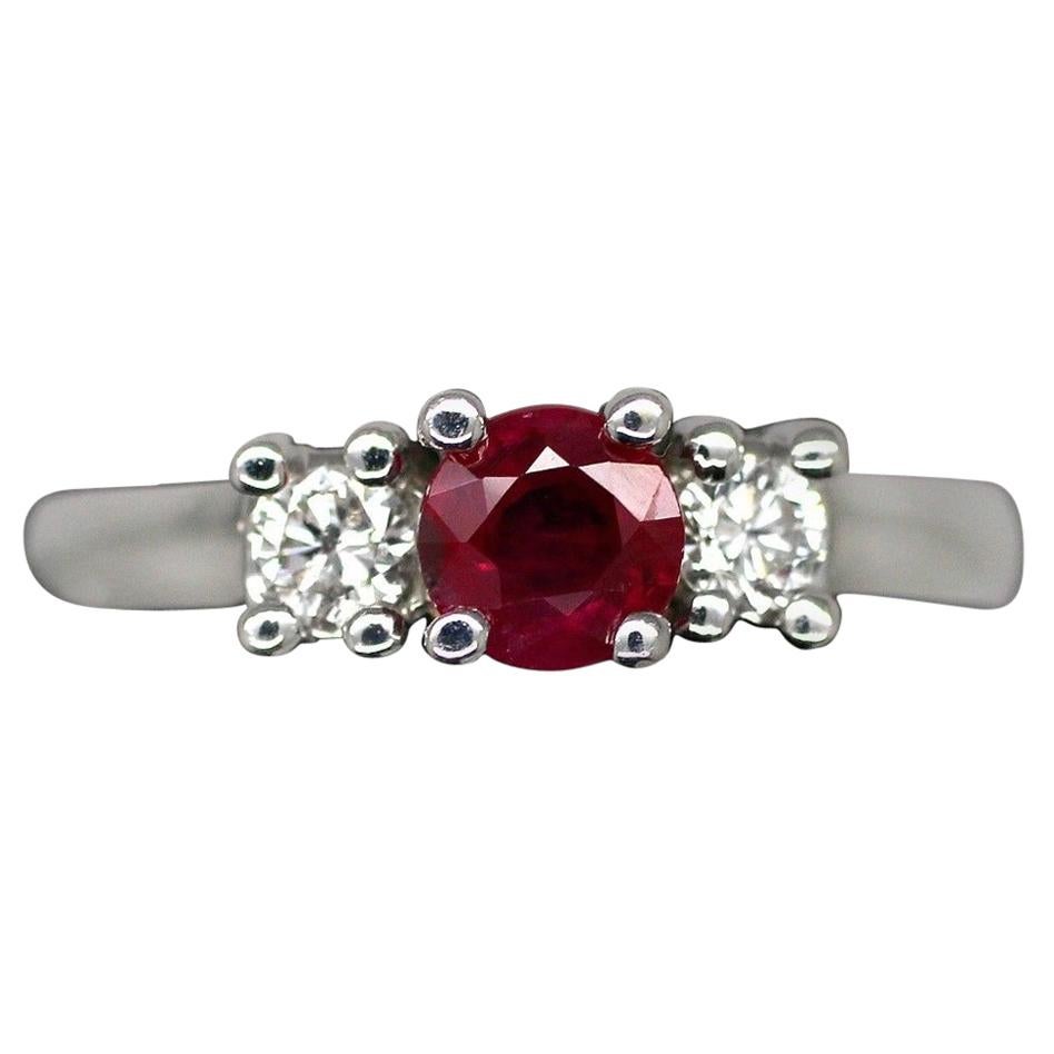 14 Karat Yellow and White Gold Three-Stone Diamond and Ruby Band Ring ...