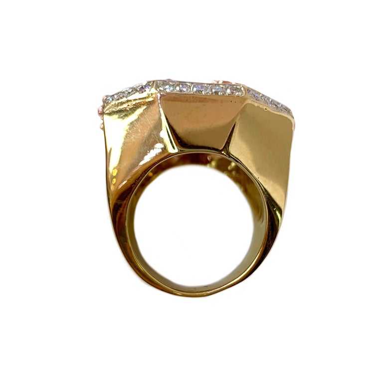 Ruby and Diamond 14 Karat Yellow and Rose Gold Carousel Ring For Sale ...