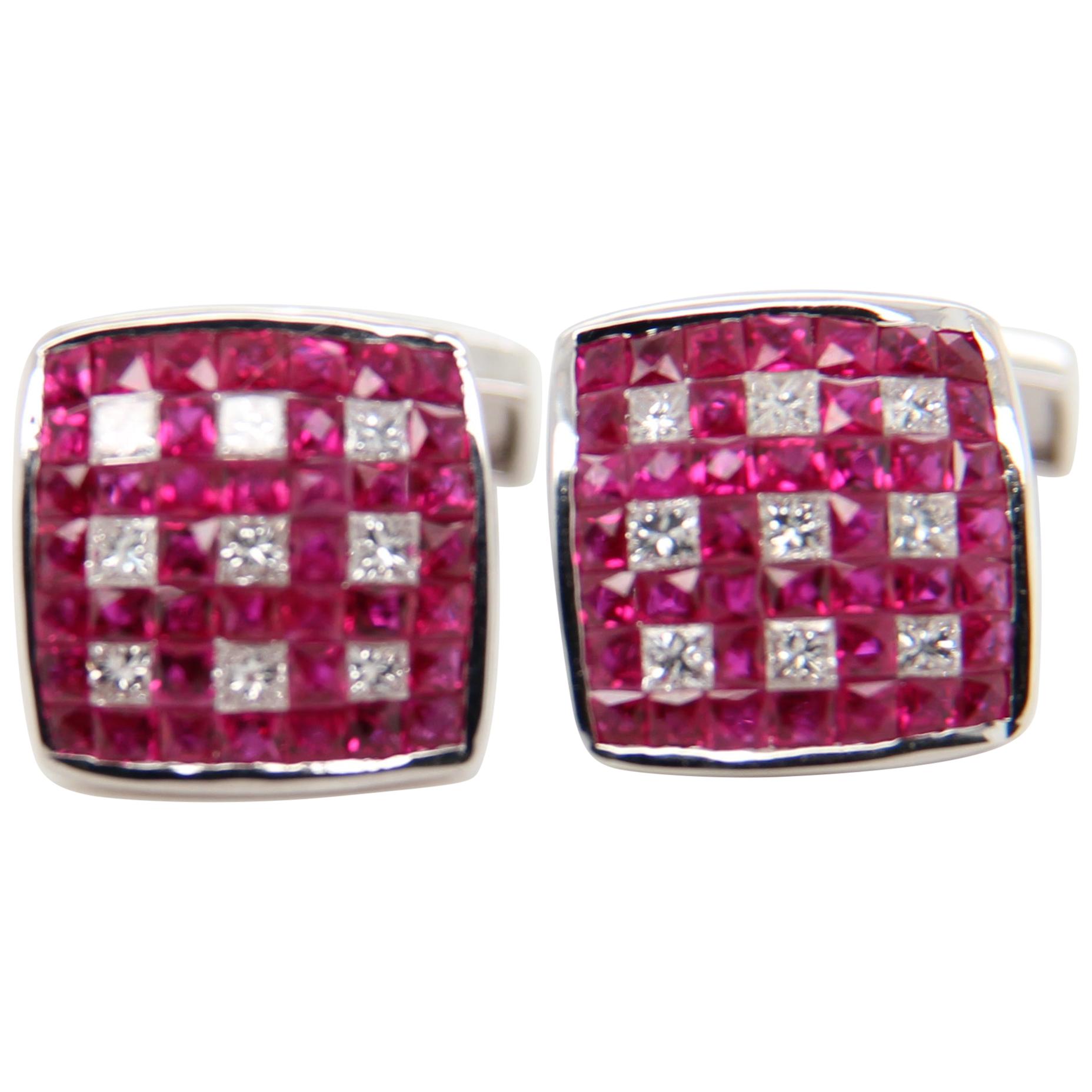 Vintage Ruby and Diamond Cufflinks at 1stDibs