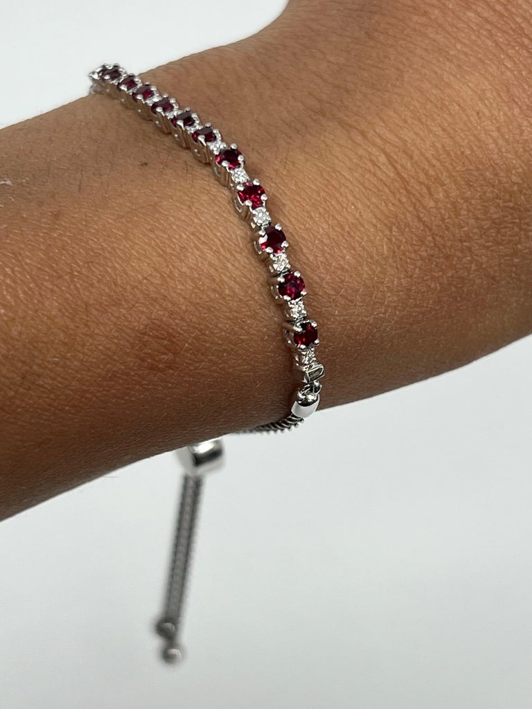 Ruby and Diamond Bolo Bracelet For Sale at 1stDibs